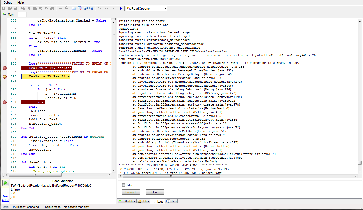 Debug not pausing on first breakpoint | B4X Programming Forum Debug not pausing on first breakpoint | B4X Programming Forum